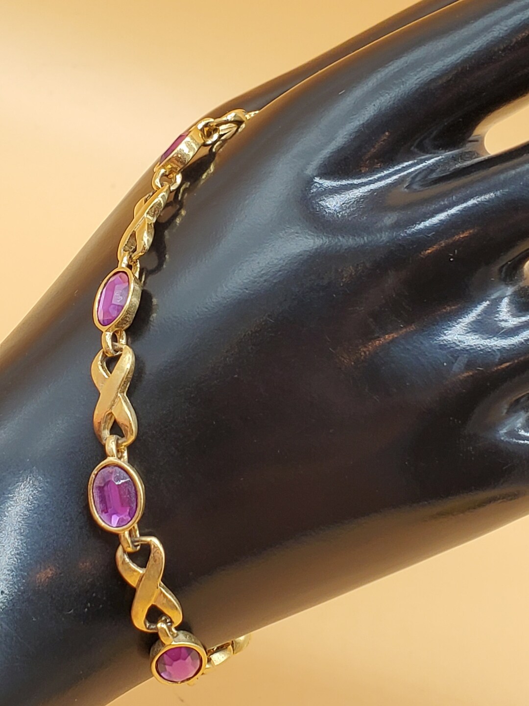 Vintage Gold Tone Purple Stones Avon Ribbon Bracelet - Etsy
