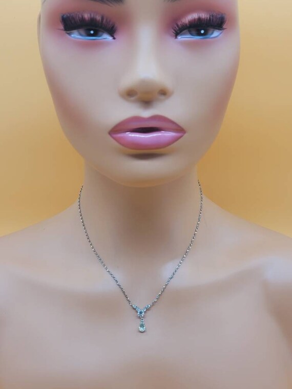 Vintage Avon silver tone chain necklace with rhinesto… - Gem