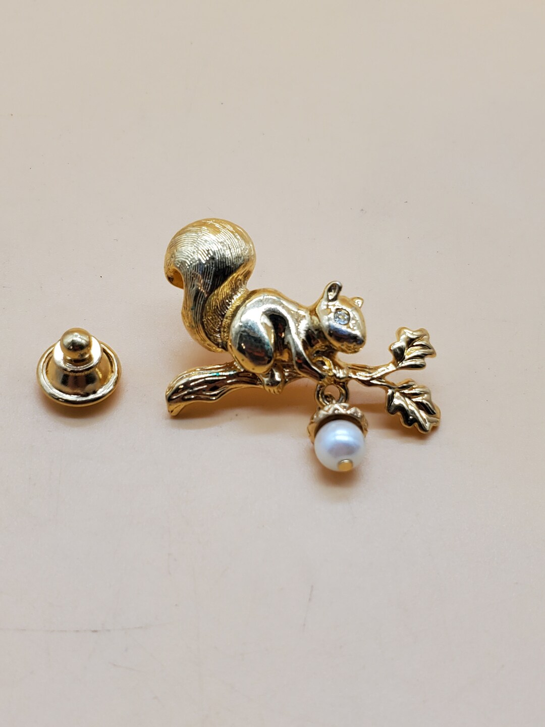 Vintage Avon Gold Tone Squirrel Pin With Dangling Faux Pearl Nut - Etsy