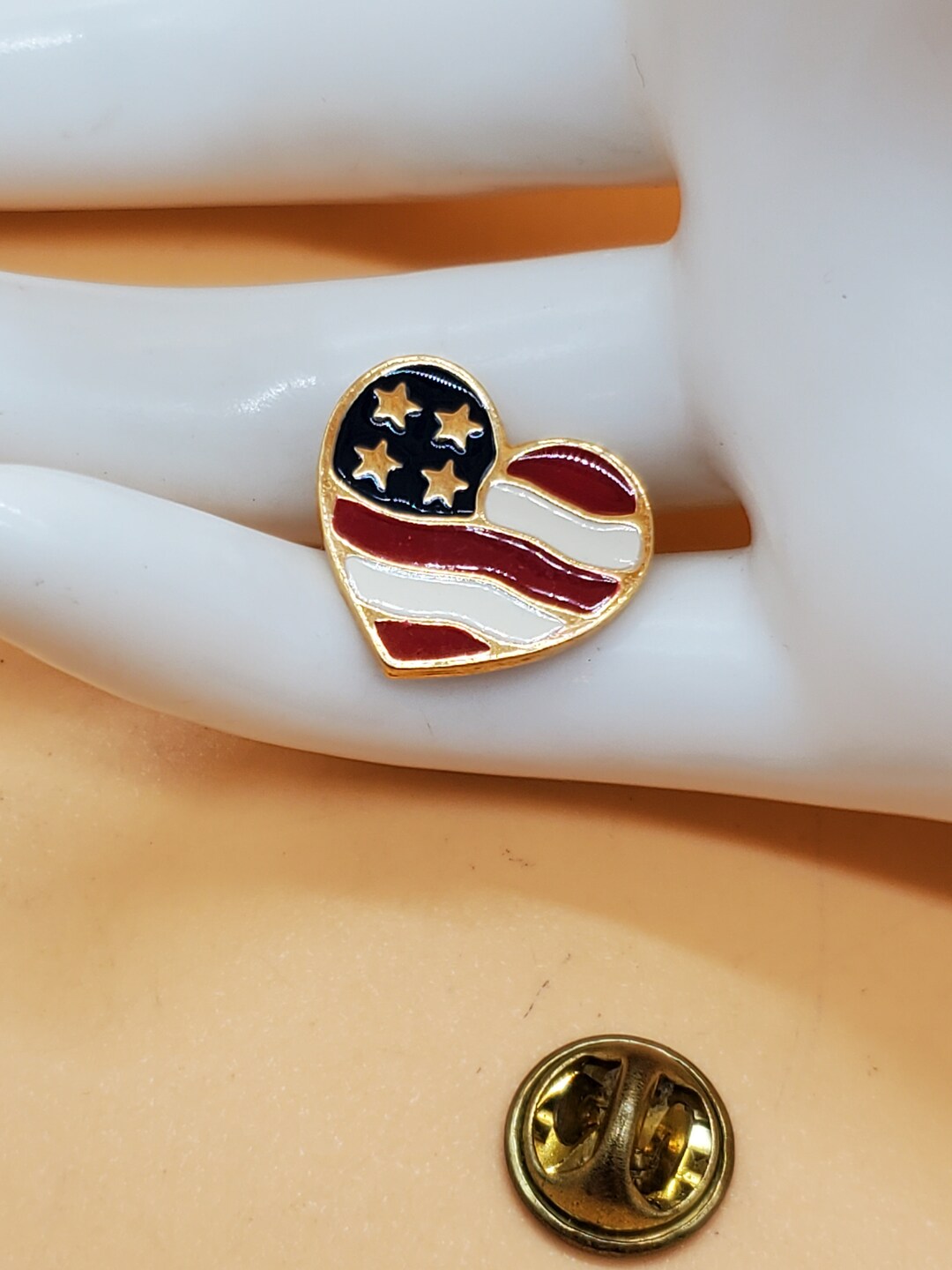 Vintage Avon Enamel USA Heart Flag Pin - Etsy
