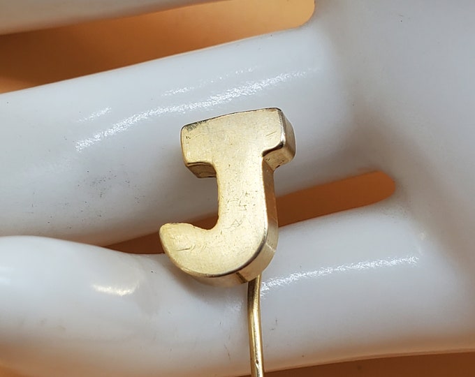 Vintage Gold Tone Solid Puffy Letter J Stick Pin - Etsy