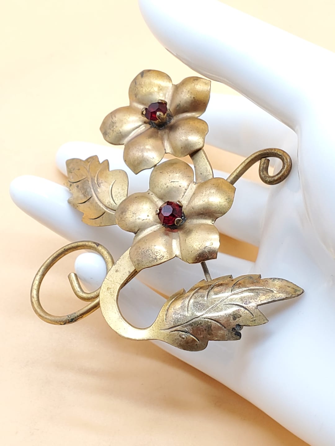 Vintage Large Copper Tone Made in Brazil Flowers Brooch - Etsy