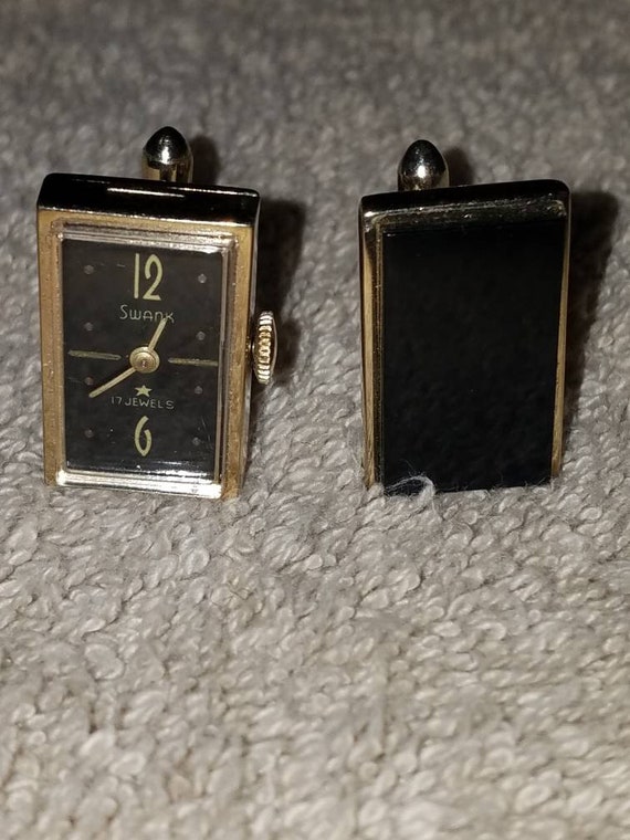 Swank Watch Band Wraparound Cufflinks Silvertone Mens… - Gem