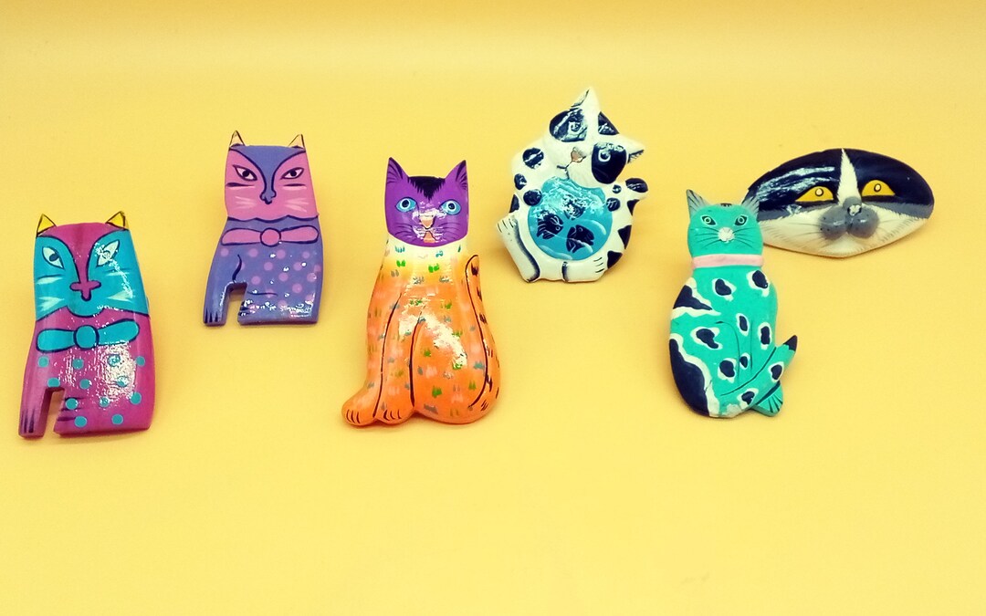 Vintage Painted Wooden Cat Scarf Slide, Select Styles - Etsy