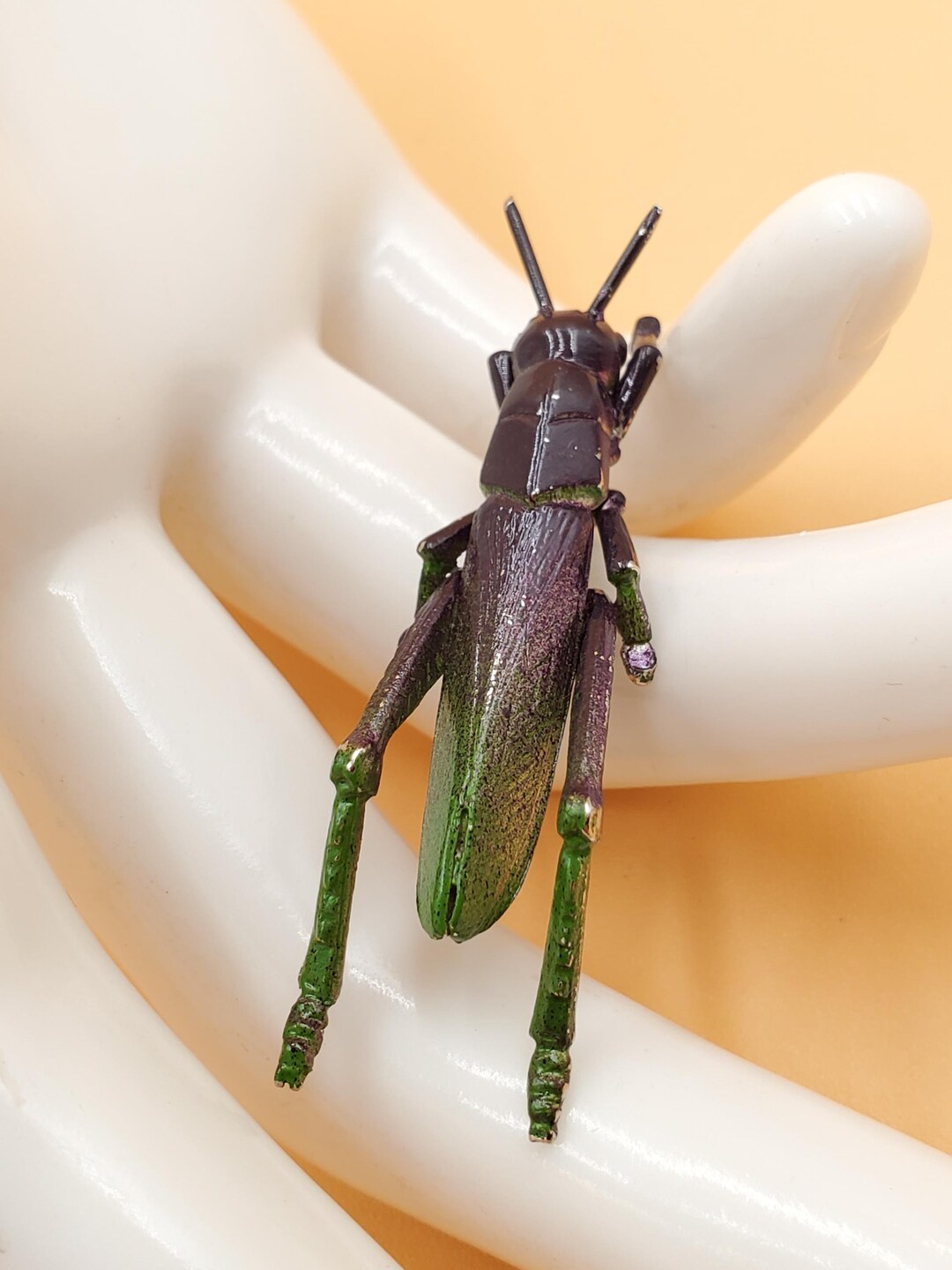 Vintage Enamel 3D Grasshopper Pin Brooch - Etsy
