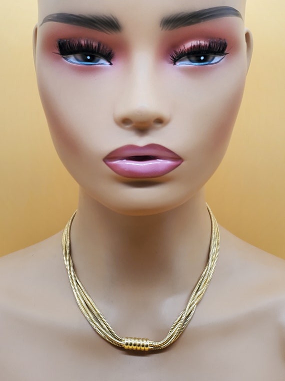Vintage 4 strand gold tone snake chain necklace - Gem