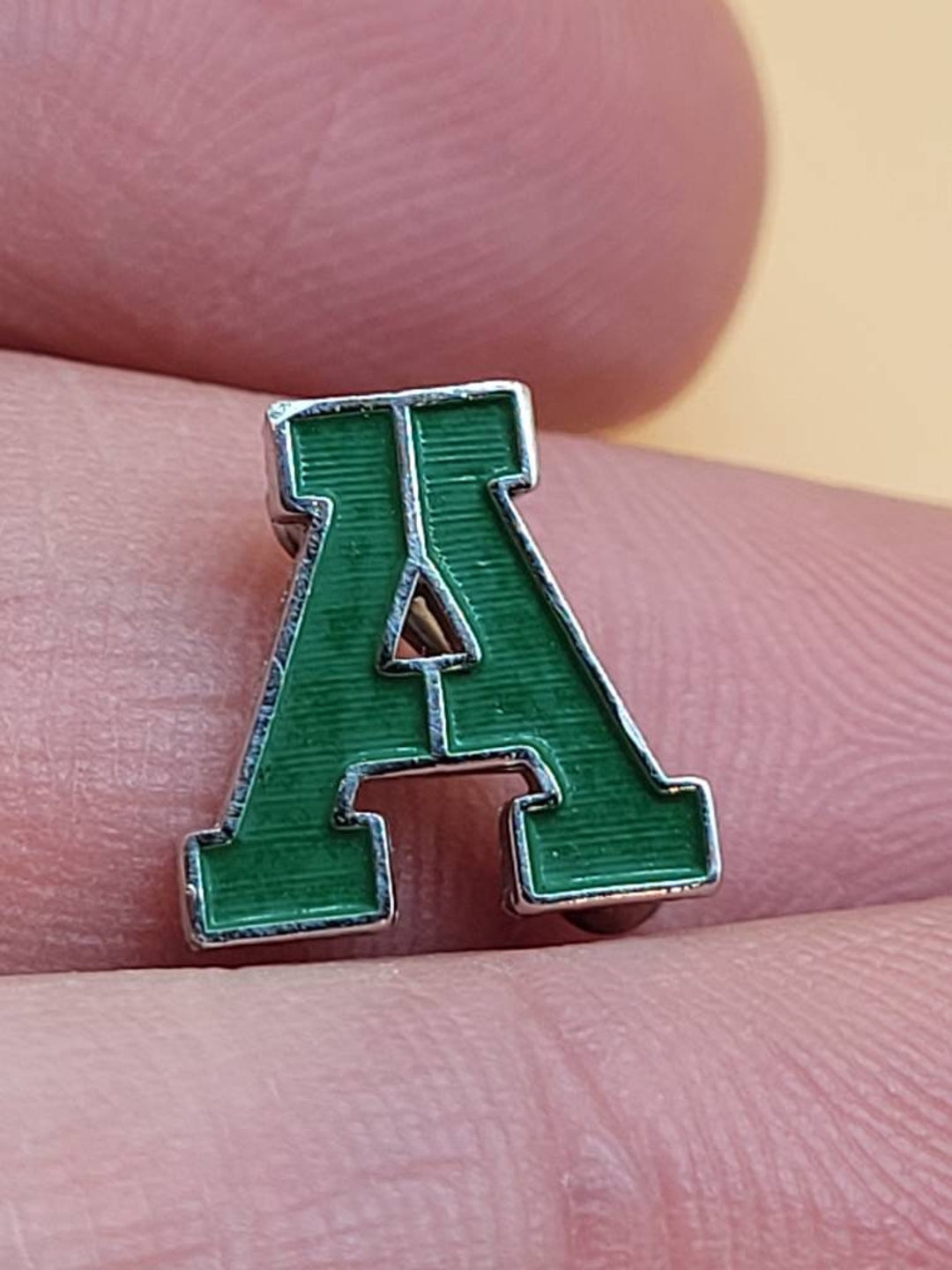 Vintage Jostens Tiny Green Letter A School Pin - Etsy