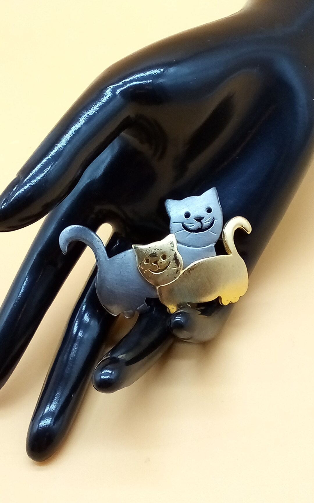 Vintage Ultra Craft 2 Tone Cats Brooch - Etsy