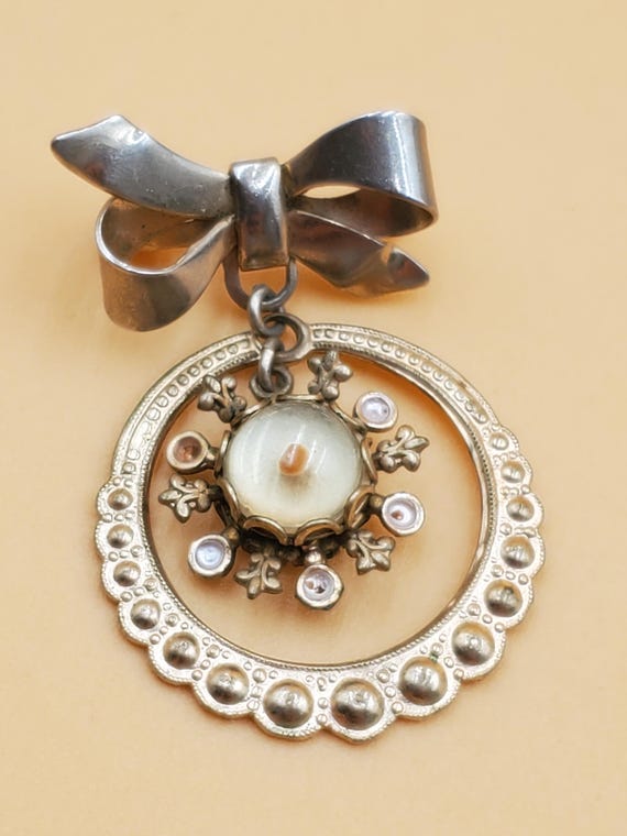 vintage 2 sided mustard seed scripture charm pin - Gem