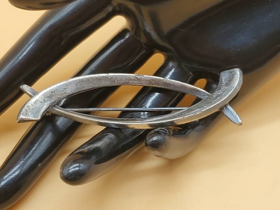 Vintage modernist sterling silver brooch - Gem