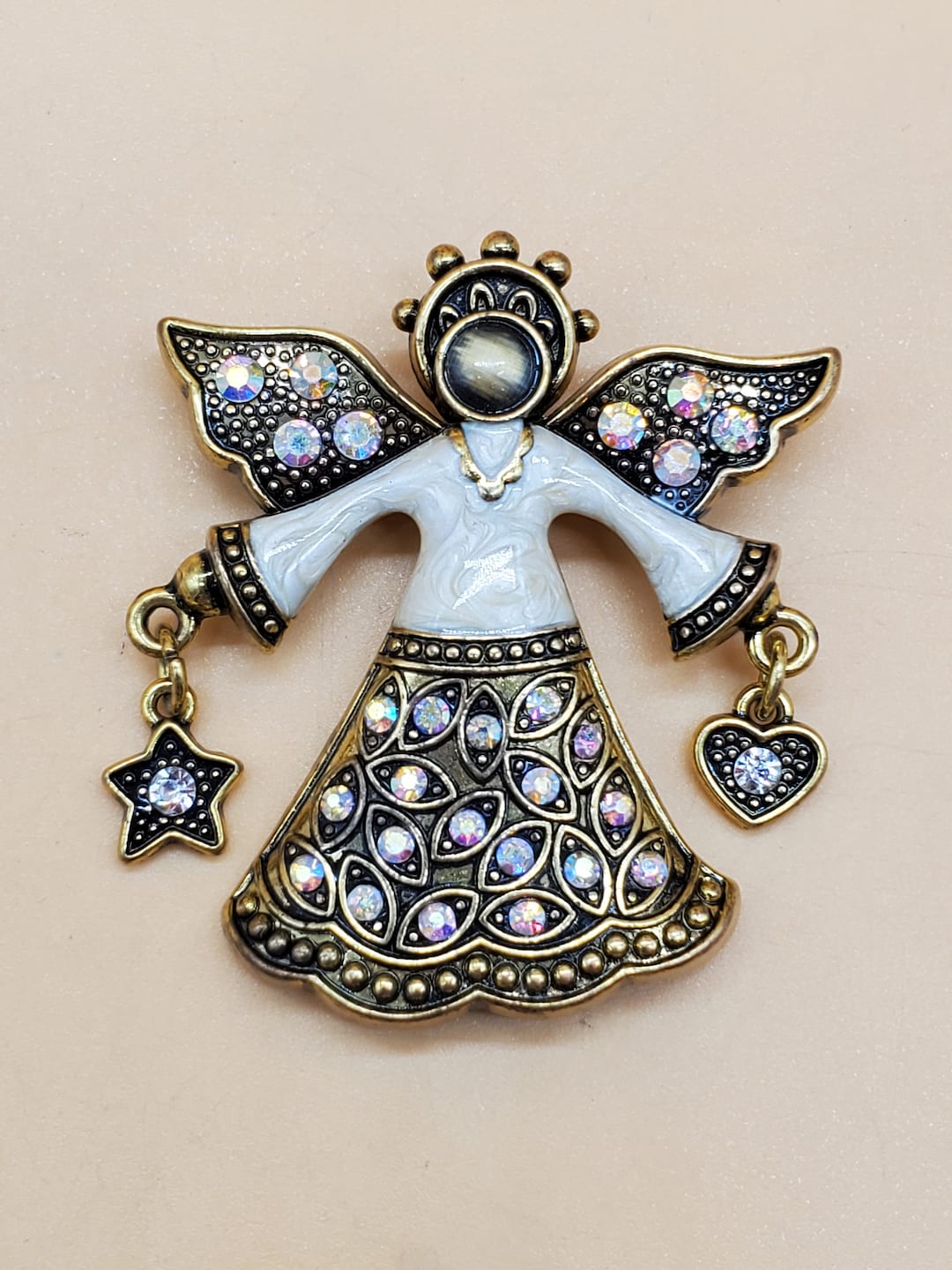 Vintage KC Enamel Angel Brooch - Etsy