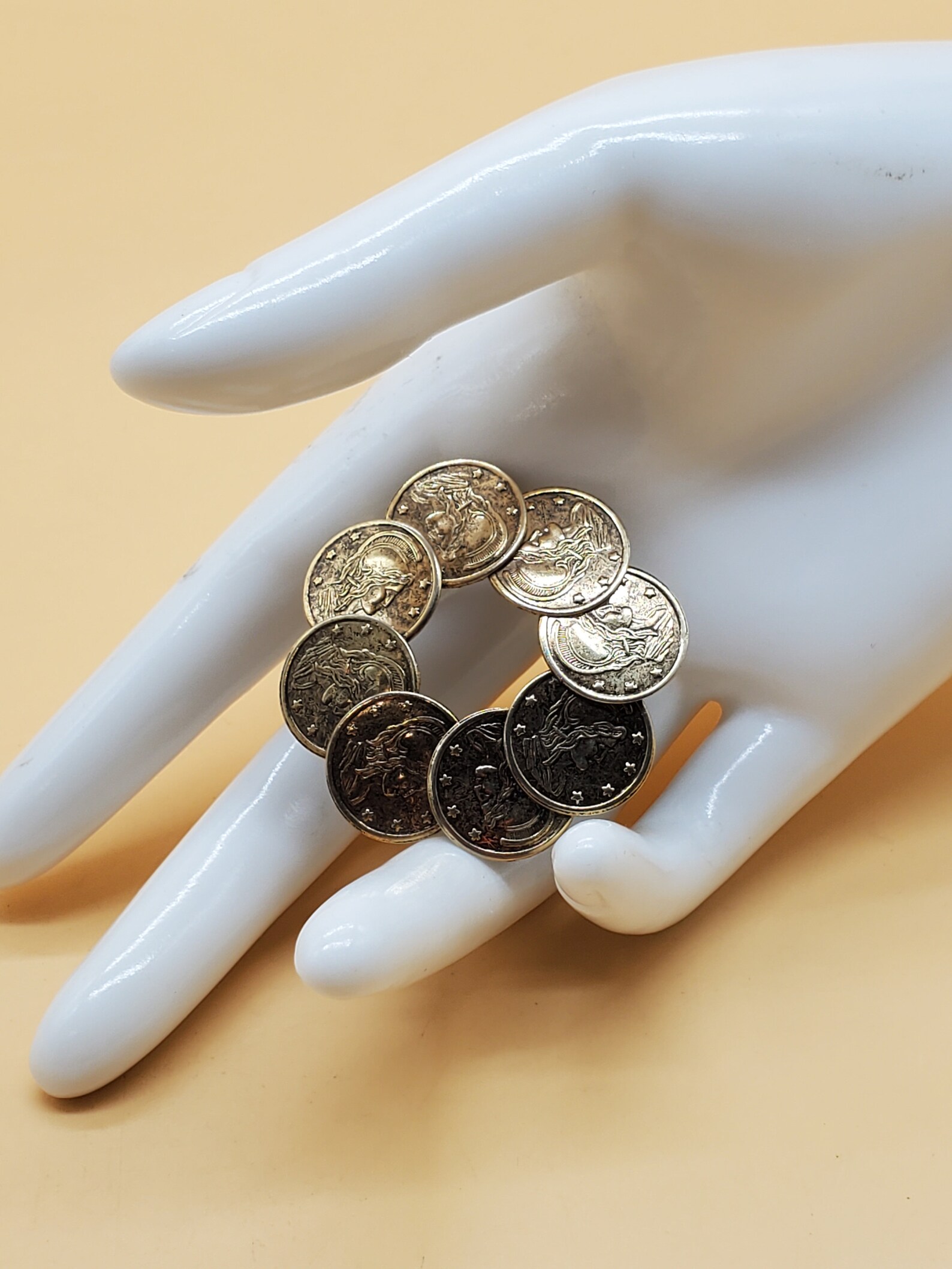Vintage Faux Roman Coin Wreath Brooch - Etsy
