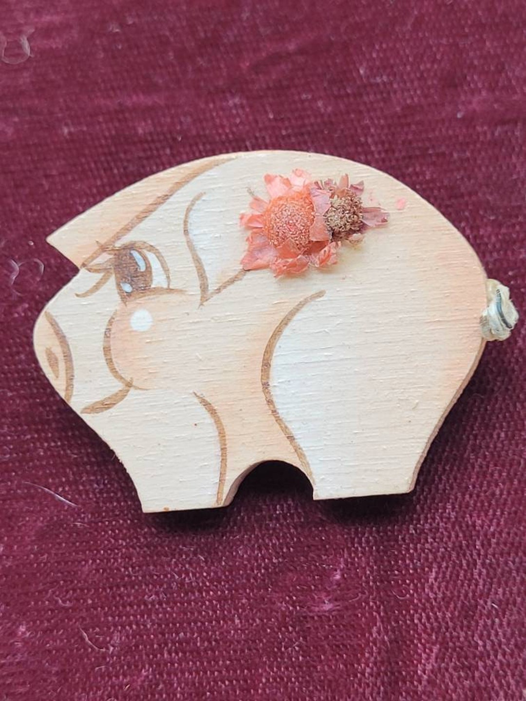 Vintage Hand Made Wooden Piglet Pin Brooch - Etsy