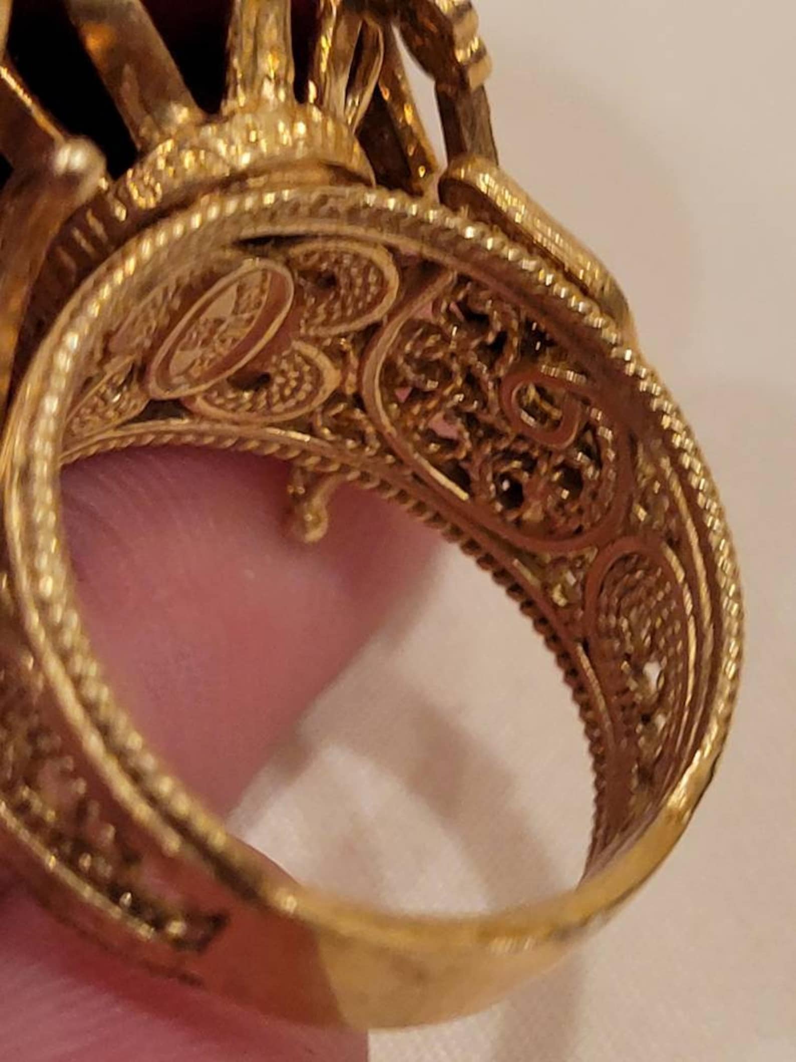 Vintage DGS Sterling Vermeil Filigree Ruby Ring - Etsy