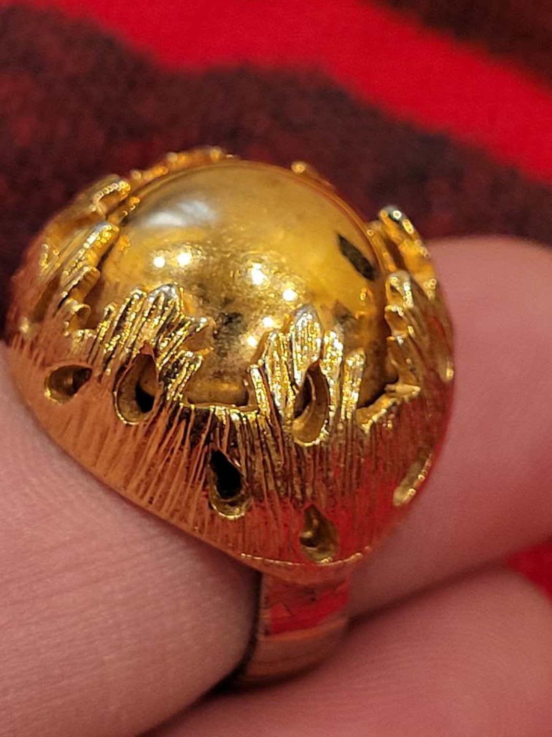 Vintage Monet Gold Tone Dome Statement Ring, Adjustable - Etsy