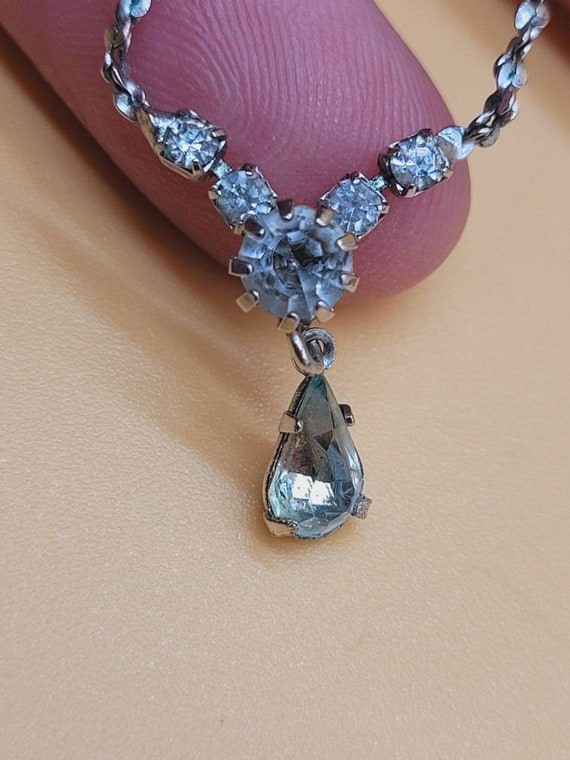 Vintage Avon silver tone chain necklace with rhinesto… - Gem