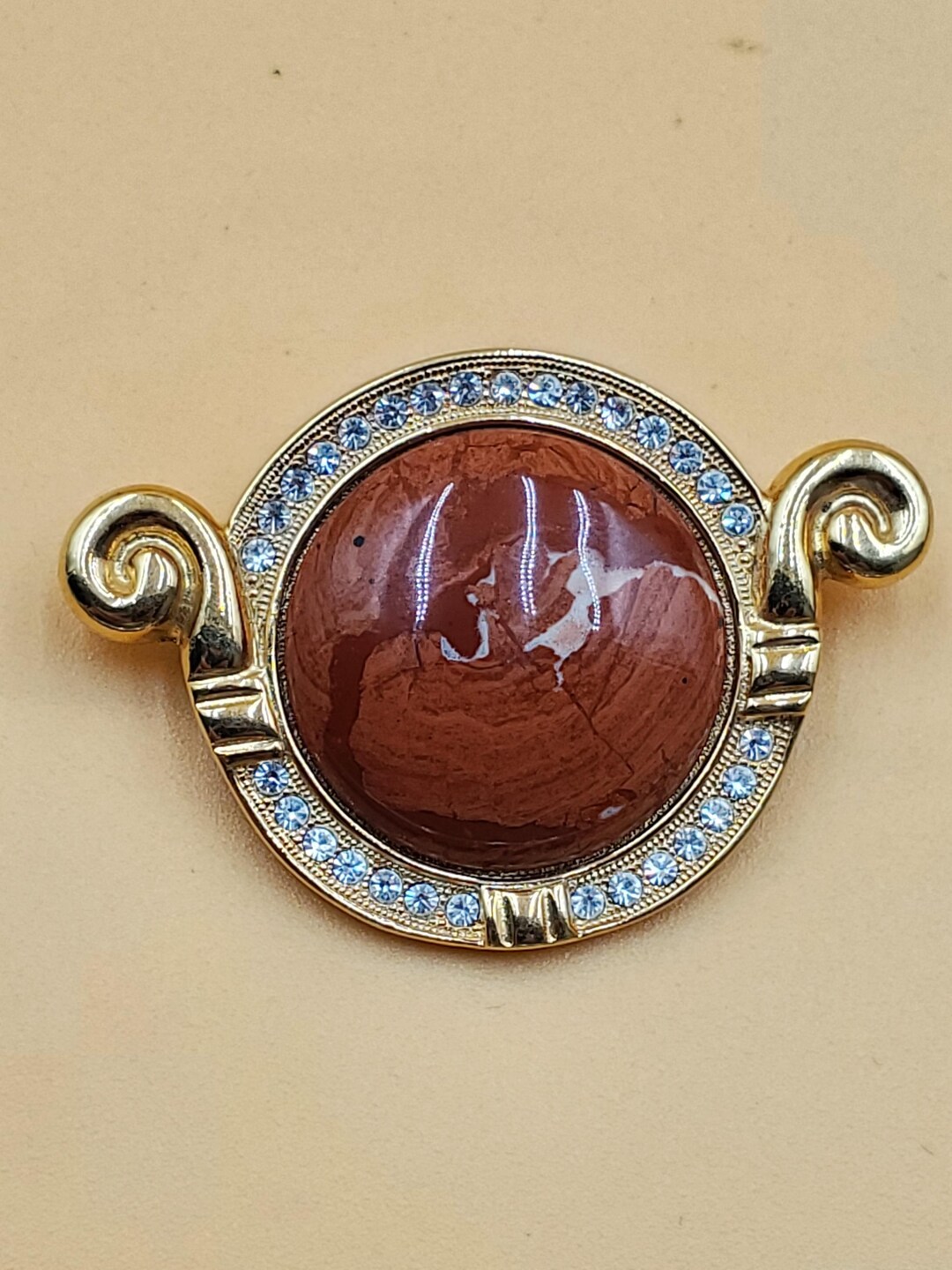 Vintage Etruscan Egyptian Style Rust Stone Center Brooch - Etsy
