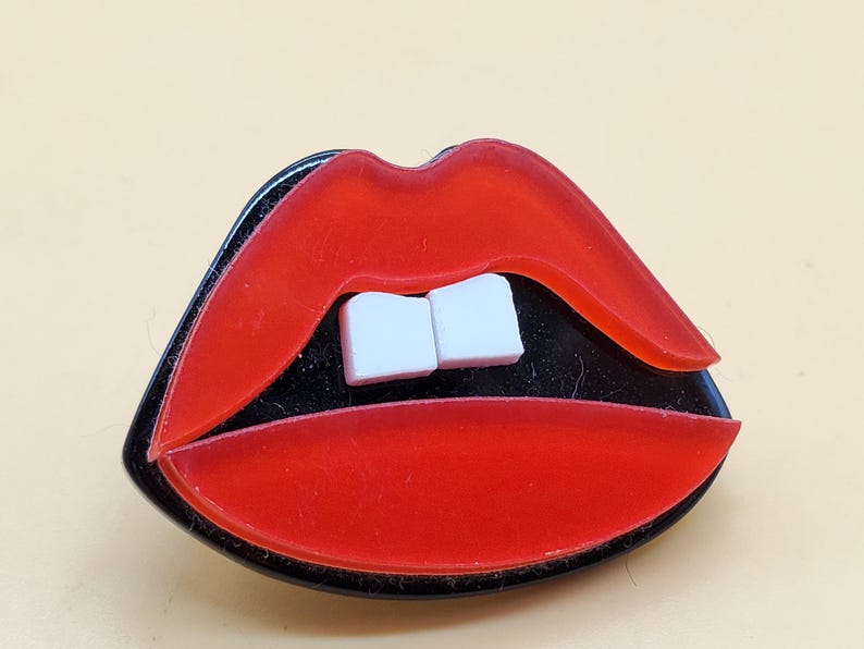 Retro Plastic Lips Mouth Pin Brooch - Etsy