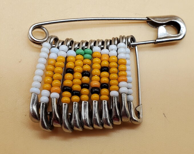 Vintage Beaded Safety Pin Halloween Jackolantern Pin - Etsy