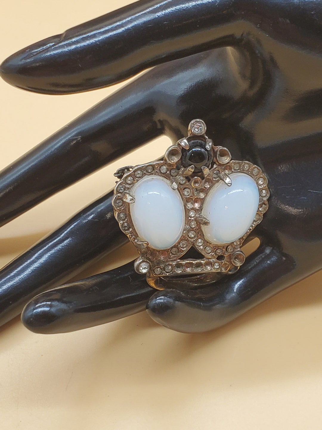Vintage Opalescent Domed Stones Crown Brooch, AS IS - Etsy