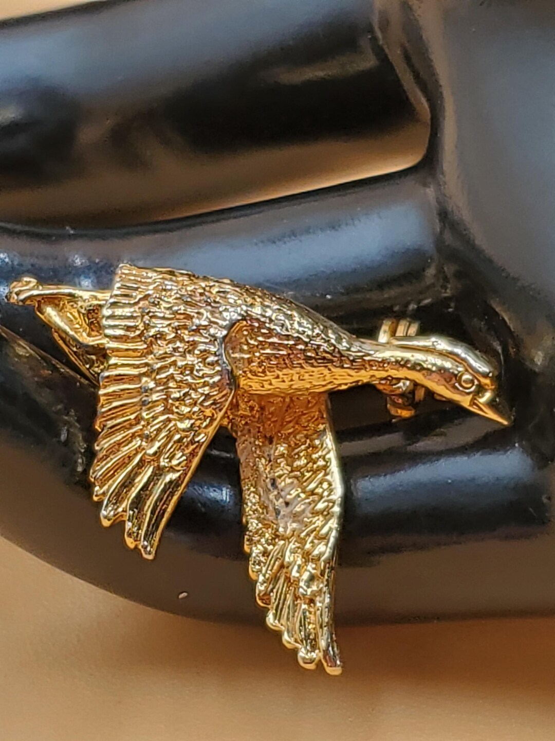 Vintage Gold Plated 3D Flying Duck Pin - Etsy