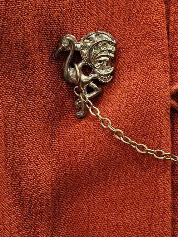 Vintage chained double pin Flamingo pins, chained Fla… - Gem