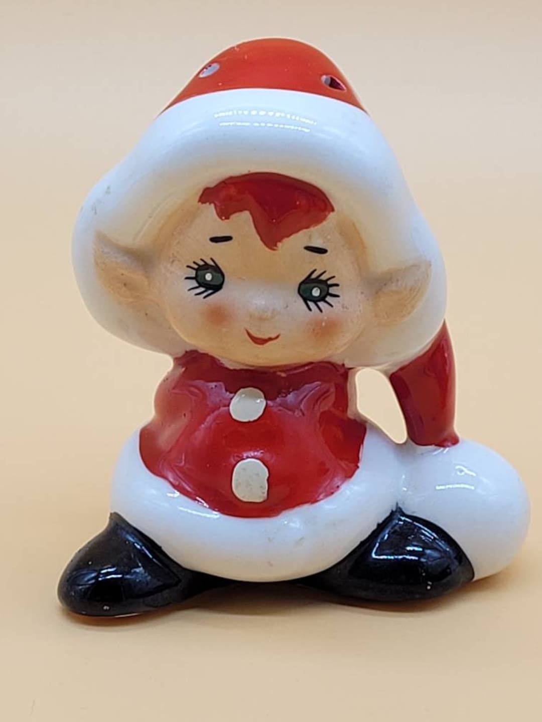 Vintage Lefton Christmas Elf in Santa Suite Ornament - Etsy