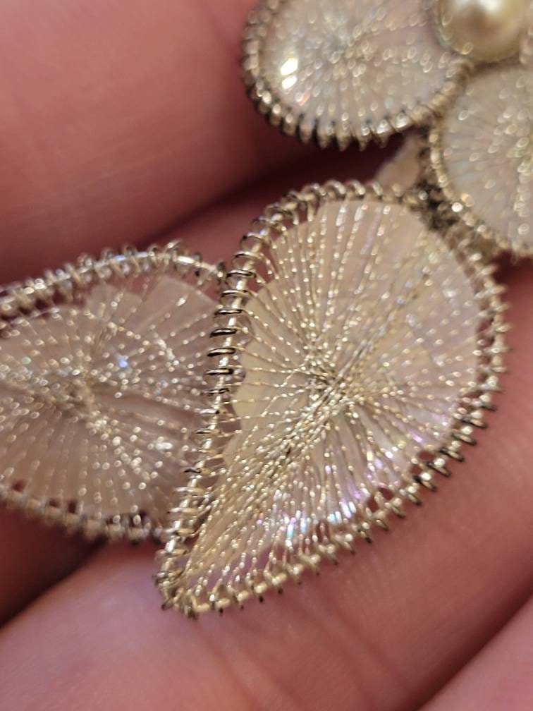 Vintage W Germany Silver Filigree Wire Work Woven Leaves Clip | Etsy