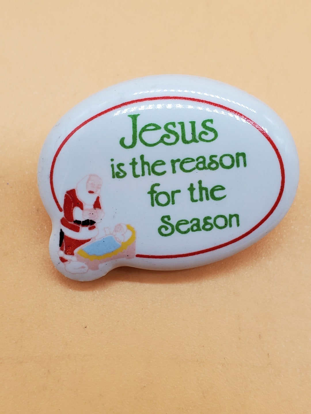 Vintage Ceramic Santa With Baby Jesus Christmas Pin - Etsy