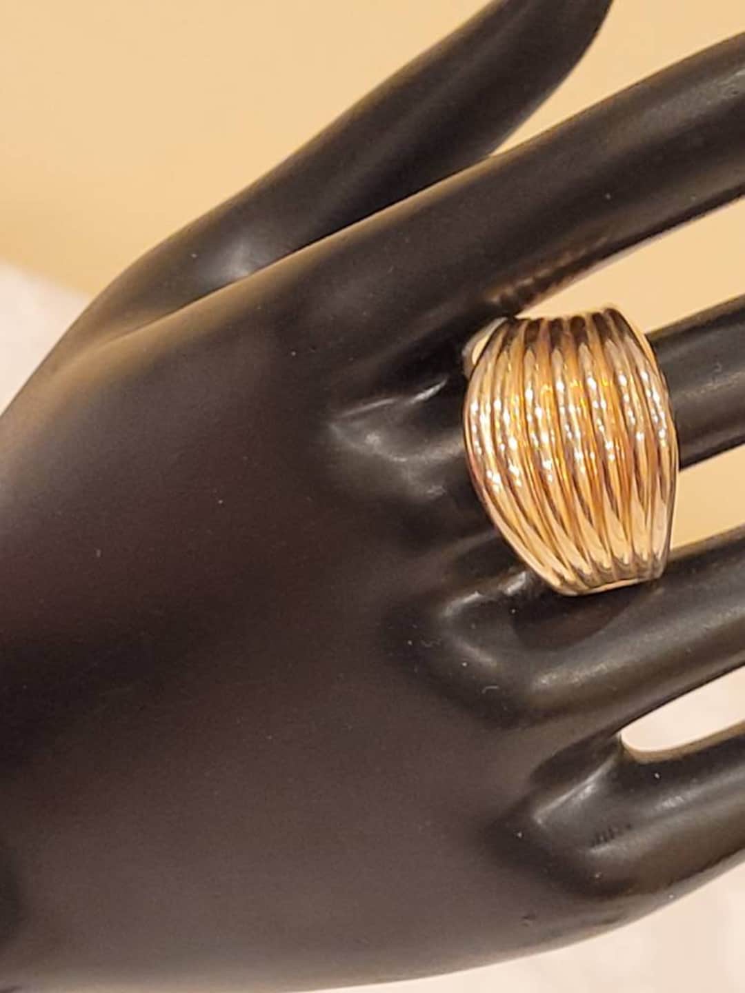 Vintage Ross-simons Sterling Vermeil Thick Wavy Band Ring - Etsy