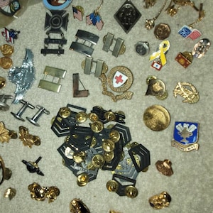 Vintage Military Pins Medals Awards, Lot of 114 Pieces of Military and ...