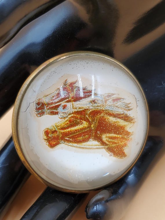 vintage large domed glass double horse head equestria… - Gem