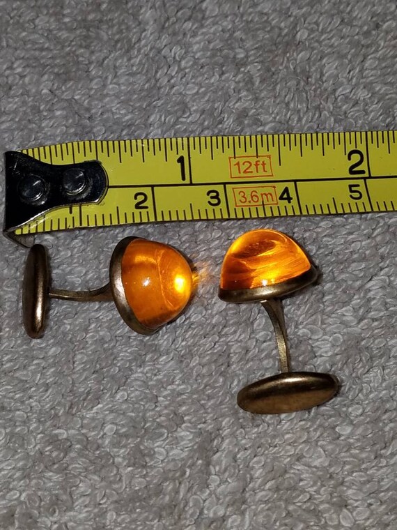 Vintage Amber colored glow gumdrop cufflinks - Gem