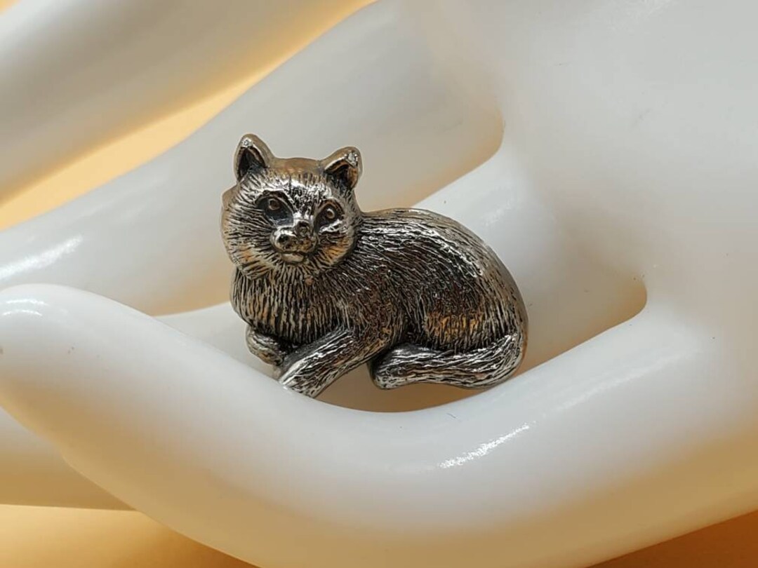 Vintage Small Pewter Tone Cat Pin - Etsy