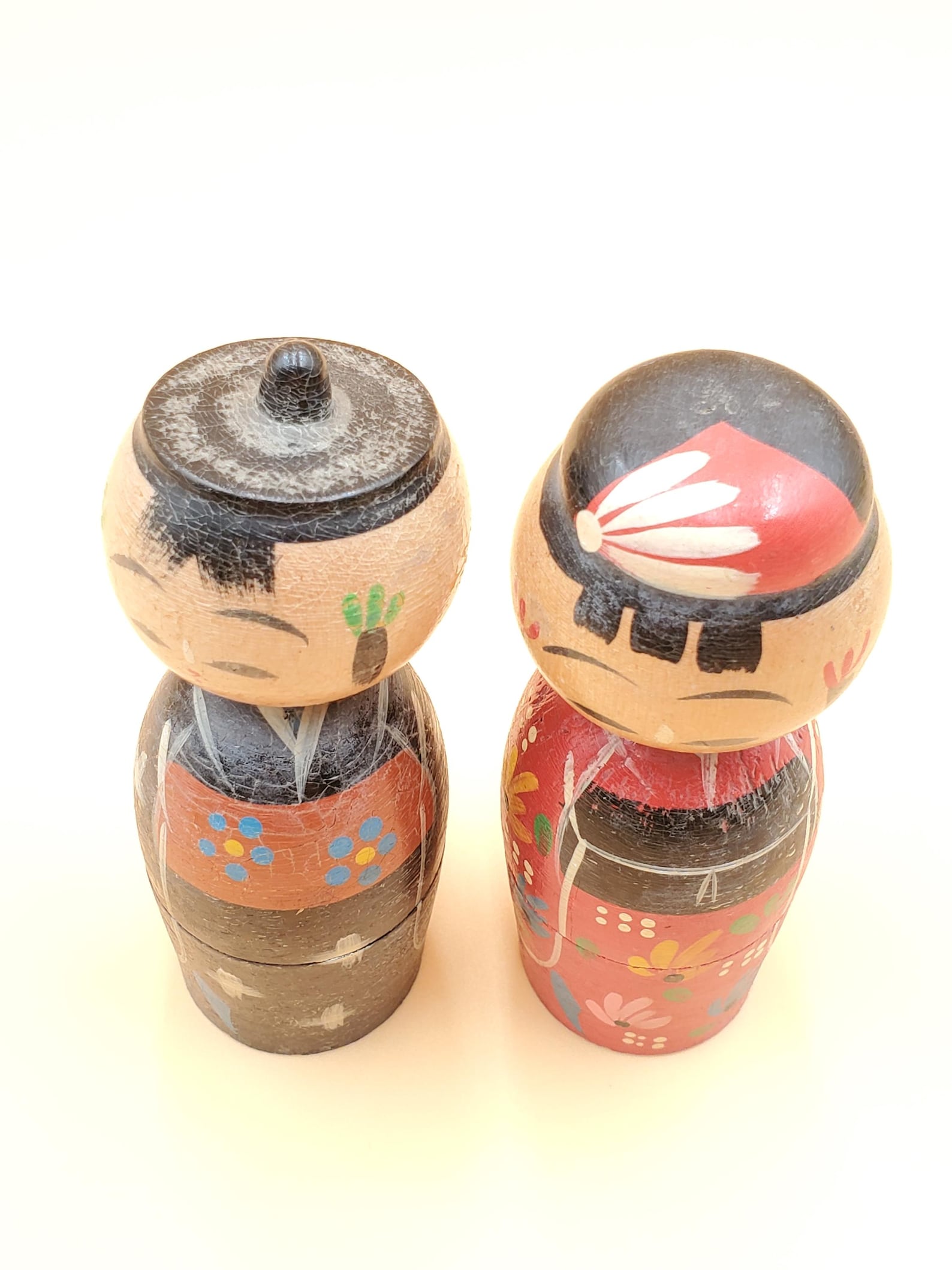 Vintage Antique Japanese Kokeshi Bobble Head Doll Set - Etsy