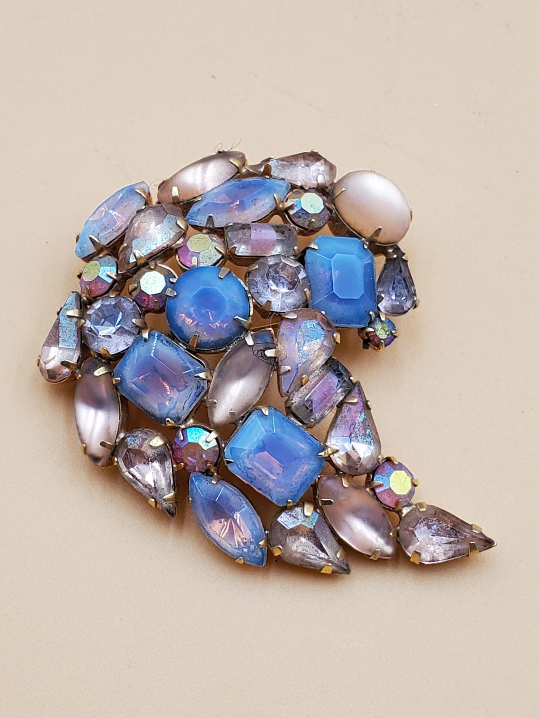 Vintage Kramer Large Pastel Rhinestone Paisley Brooch - Etsy