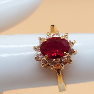 Vintage Gold Plated Faux Ruby Cocktail Ring - Etsy