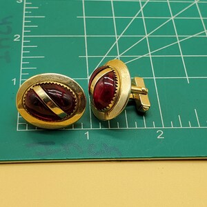 Vintage Anson Gold-plated Red Stone Cufflinks - Etsy
