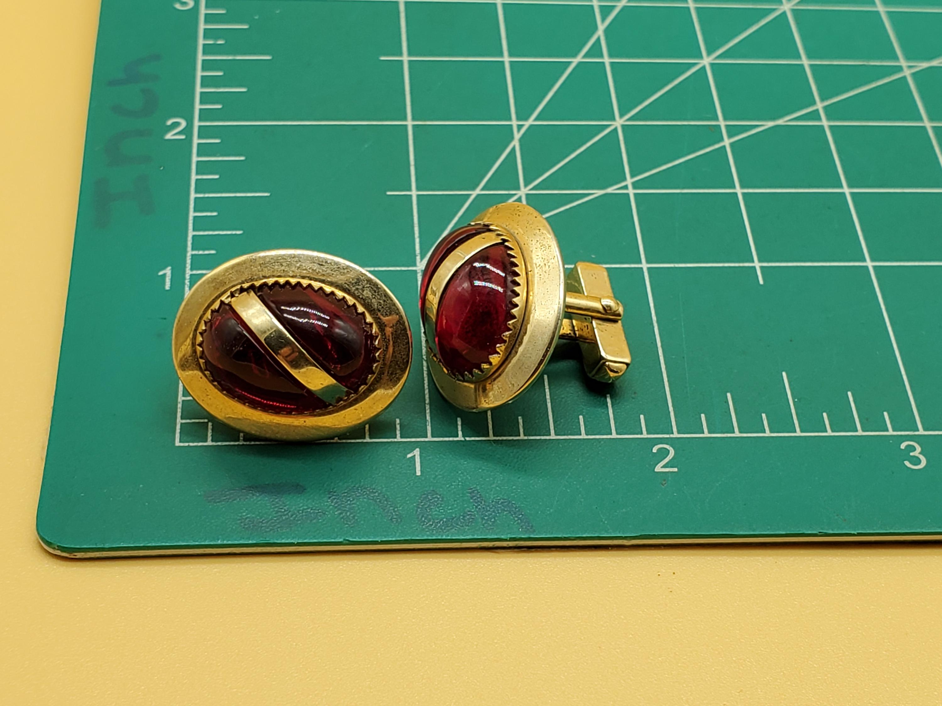 Vintage Anson Gold Plated Red Stone Cufflinks - Etsy