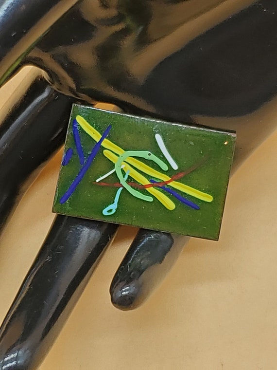 Vintage Copper Enamel Art Brooch Turkey Signed (BCH-6) - Gem
