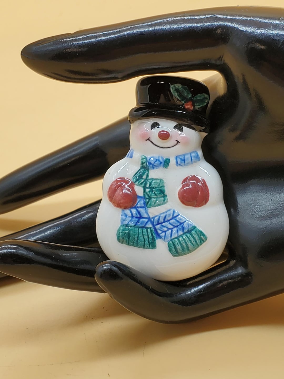Vintage Hallmark Ceramic Snowman Pin Brooch - Etsy