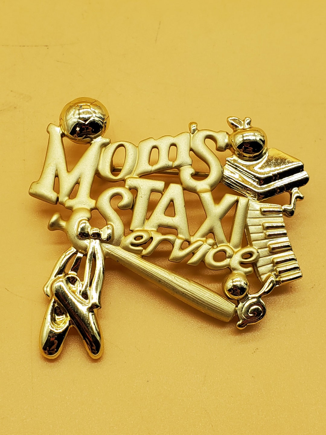 Vintage AJC Gold Tone MOMS TAXI Brooch - Etsy