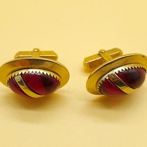 Vintage Anson Gold Plated Red Stone Cufflinks - Etsy