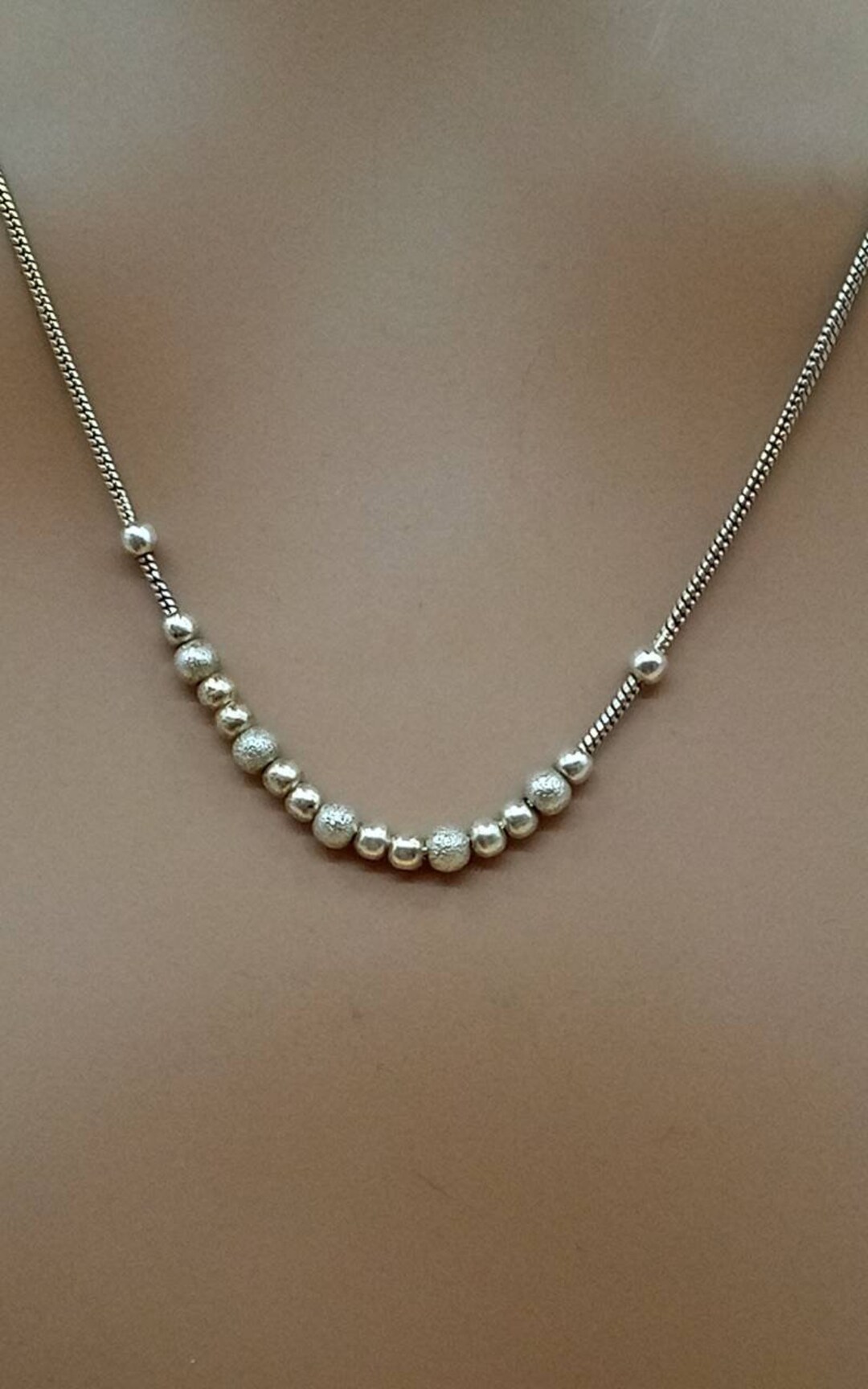 Vintage Italian Sterling Silver Chain Necklace With Sterling Beaded ...