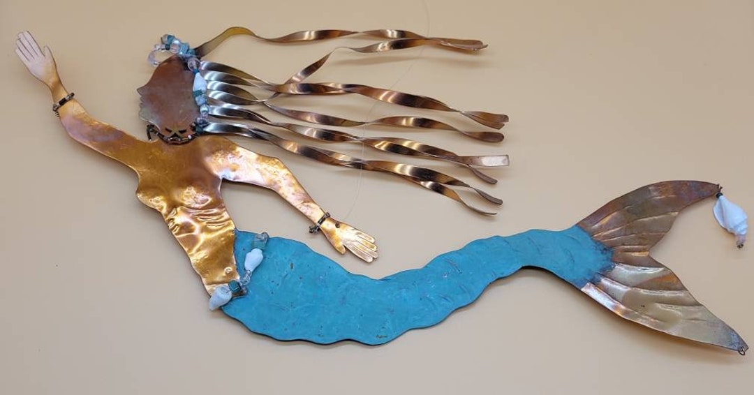 Vintage 18 Copper Cutout Mermaid Wall Hanging - Etsy