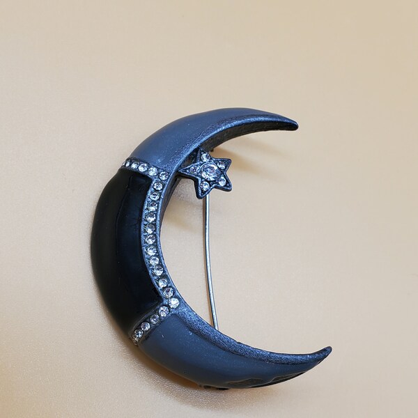 Crescent Moon Brooch - Etsy