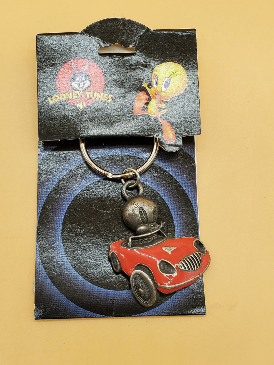 Vintage Pewter Enamel Tweety Bird Keychain - Etsy