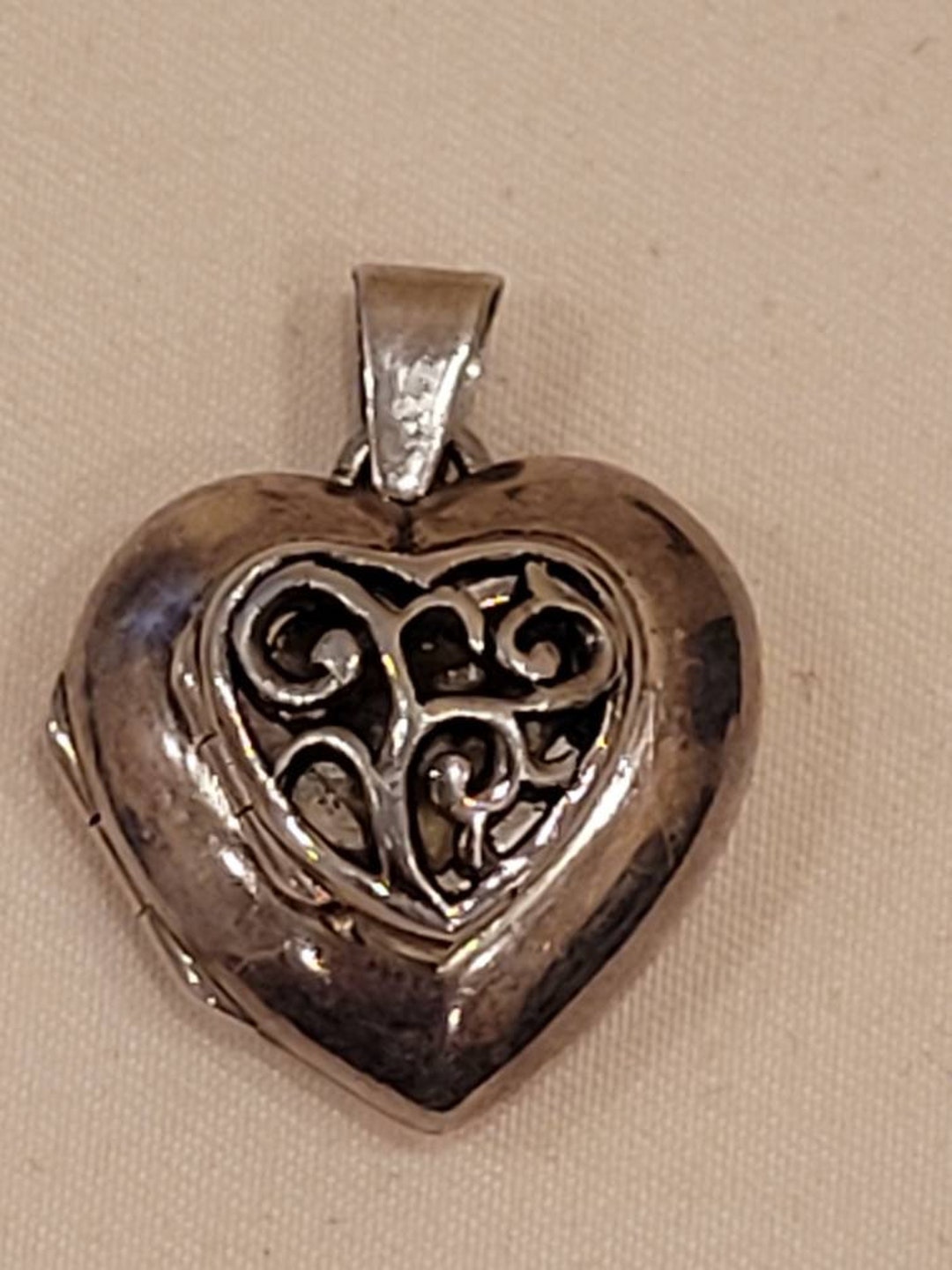 Vintage Sterling Silver Heart Locket Pendant - Etsy