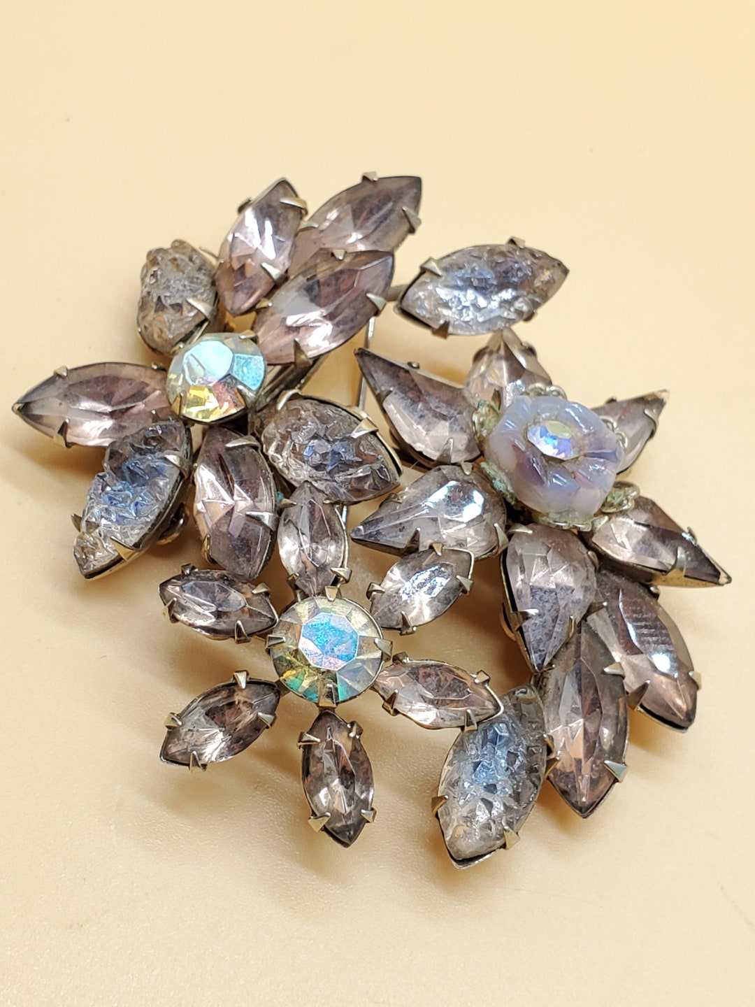 Vintage High End Large Pale Pink Rhinestone Brooch - Etsy