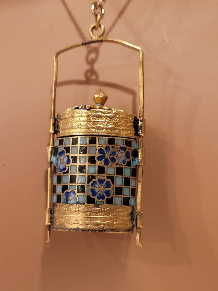 Vintage Antique Cloisonne Enamel Opium Snuff Pendant Necklace - Etsy